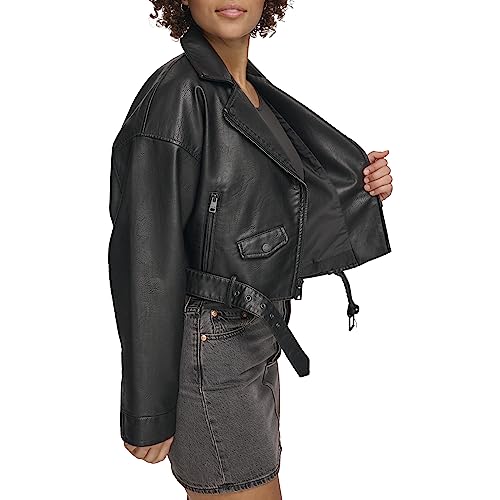 Levi's Women's Faux Leather Cropped Moto Jacket, Black
