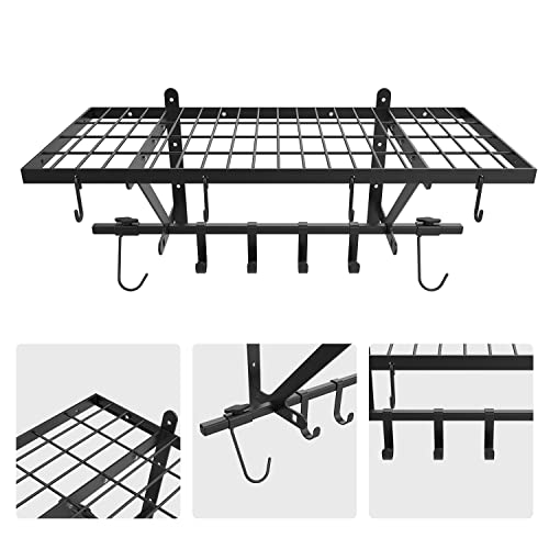 Garage Wall Shelving Includes Bike Hooks,Wall Shelf Garage Organization System 32”x 14”Loads 250 lbs Heavy Duty Sturdy Wall Shelves Black 30-inch Garage Storage Rack, Floating Shelves (1 Pack)