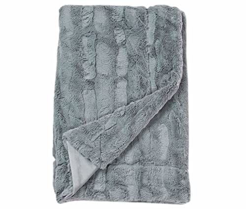 Swift Home® Embossed Faux Fur Throw Blanket & Bedspread - Luxurious Over-Sized Faux Fur Bed Throw Blanket - Full/Queen, 86" x 86", Grey
