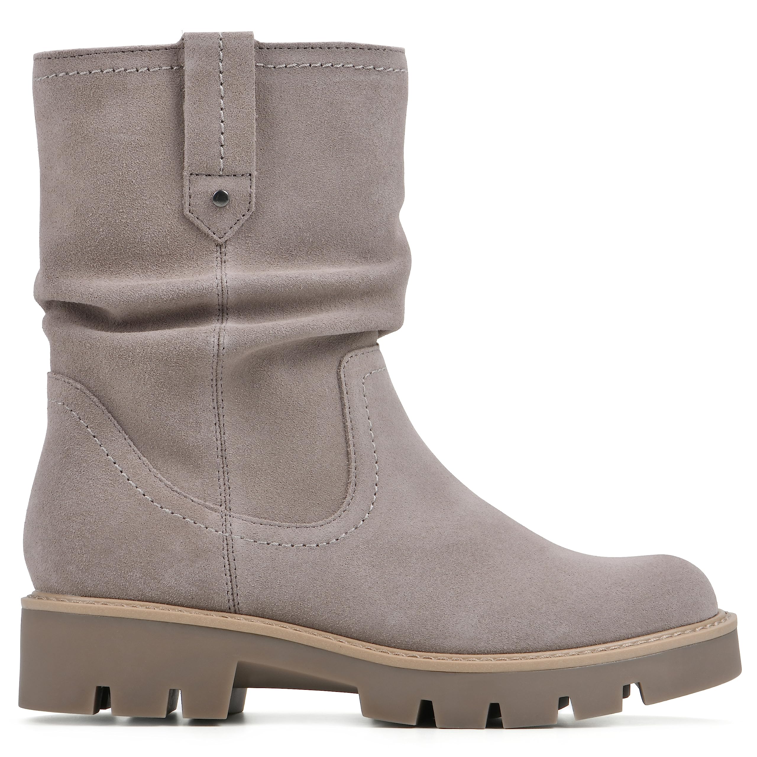 WHITE MOUNTAIN Women's Shoes Glean Lug Sole Mid Calf Boot, Lttaupe/Suede, 8.5 M