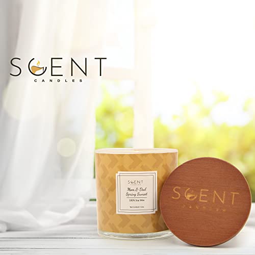 SCENT CANDLES | Highly Scented Candles - Aromatherapy Candles for Home | Mom & Dad Spring Sunset Candle | 12oz Glass Jar | 100% Natural Soy Wax Candles | Burn Time 60-70 Hours