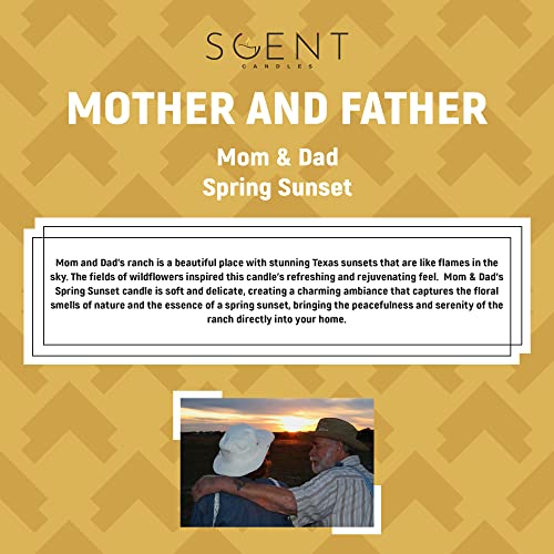 SCENT CANDLES | Highly Scented Candles - Aromatherapy Candles for Home | Mom & Dad Spring Sunset Candle | 12oz Glass Jar | 100% Natural Soy Wax Candles | Burn Time 60-70 Hours
