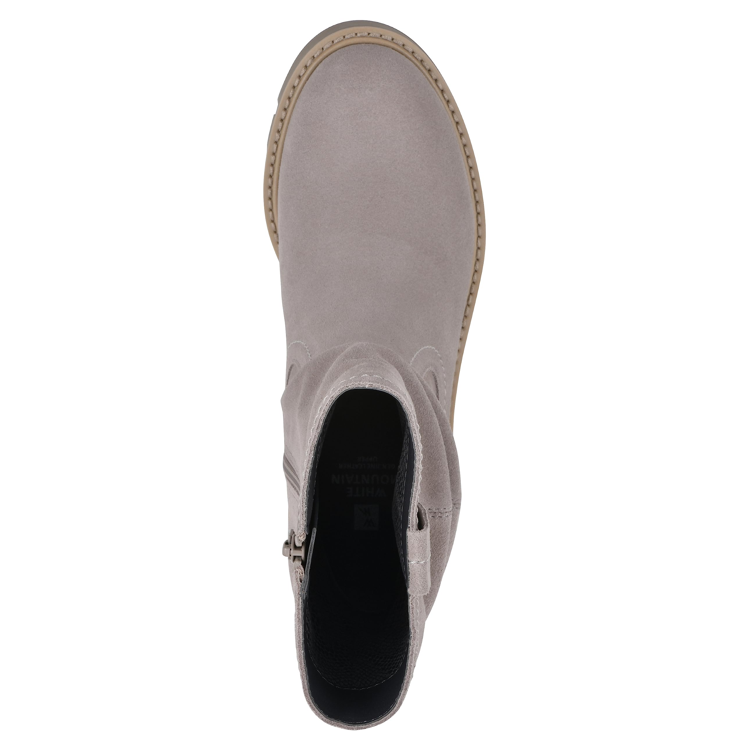 WHITE MOUNTAIN Women's Shoes Glean Lug Sole Mid Calf Boot, Lttaupe/Suede, 8.5 M