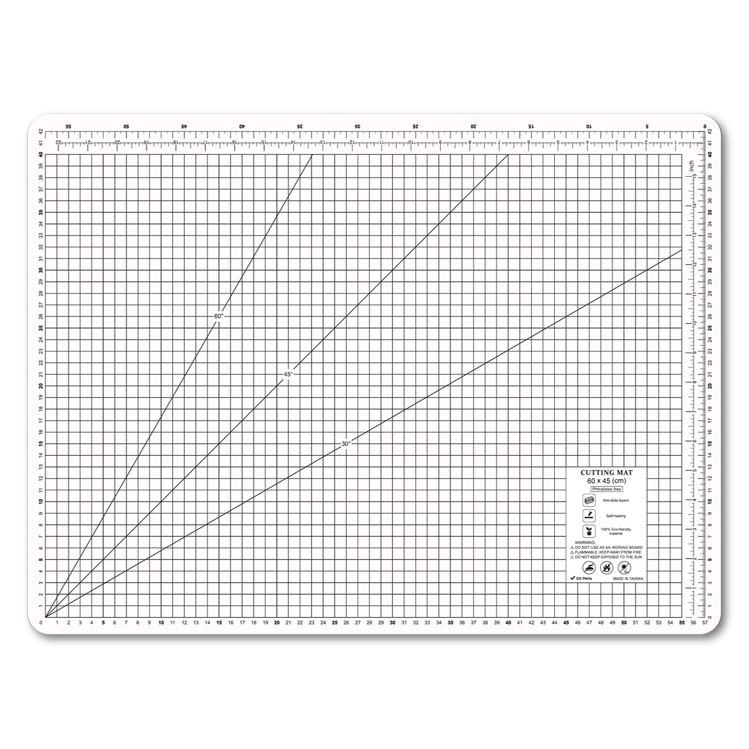 PP A2 Cutting Mat - A2 Eco Friendly (24L x 18W Inch) (600 x 450 mm) , Colorful Self Healing Cutting Mat Craft Fabric Quilting Sewing Scrapbooking One Sided Art Project (Set of 1) UESTA (White)