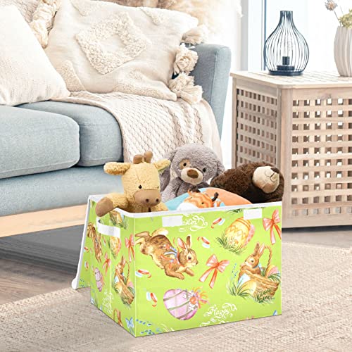 xigua Easter Storage Bins with Lids and Carrying Handle,Foldable Storage Boxes Organizer Containers Baskets Cube with Cover for Home Bedroom Closet Office Nursery