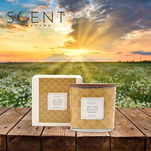 SCENT CANDLES | Highly Scented Candles - Aromatherapy Candles for Home | Mom & Dad Spring Sunset Candle | 12oz Glass Jar | 100% Natural Soy Wax Candles | Burn Time 60-70 Hours