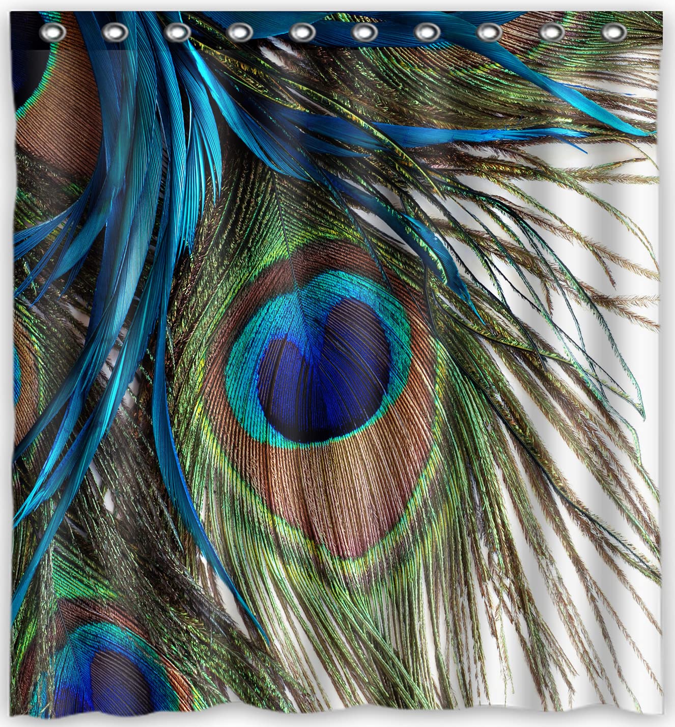 KXMDXA Colorful Peacock Feathers Waterproof Polyester Bath Shower Curtain Size 66x72 Inch