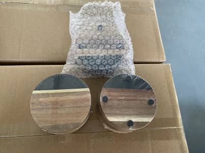 Black Slate & Acacia Wood Coasters with Brass Inlay, Set of 4