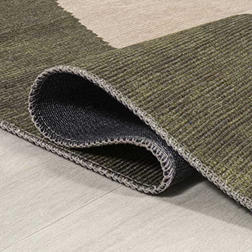 JONATHAN Y WSH113B-3 Cirkel Minimalist Geometric Dot Machine-Washable Indoor Area-Rug, Scandinavian, Modern, Bohemian Easy-Cleaning,Bedroom,Kitchen,Living Room,Non Shedding, Green/Cream, 3 X 5