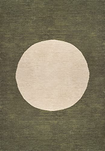 JONATHAN Y WSH113B-3 Cirkel Minimalist Geometric Dot Machine-Washable Indoor Area-Rug, Scandinavian, Modern, Bohemian Easy-Cleaning,Bedroom,Kitchen,Living Room,Non Shedding, Green/Cream, 3 X 5