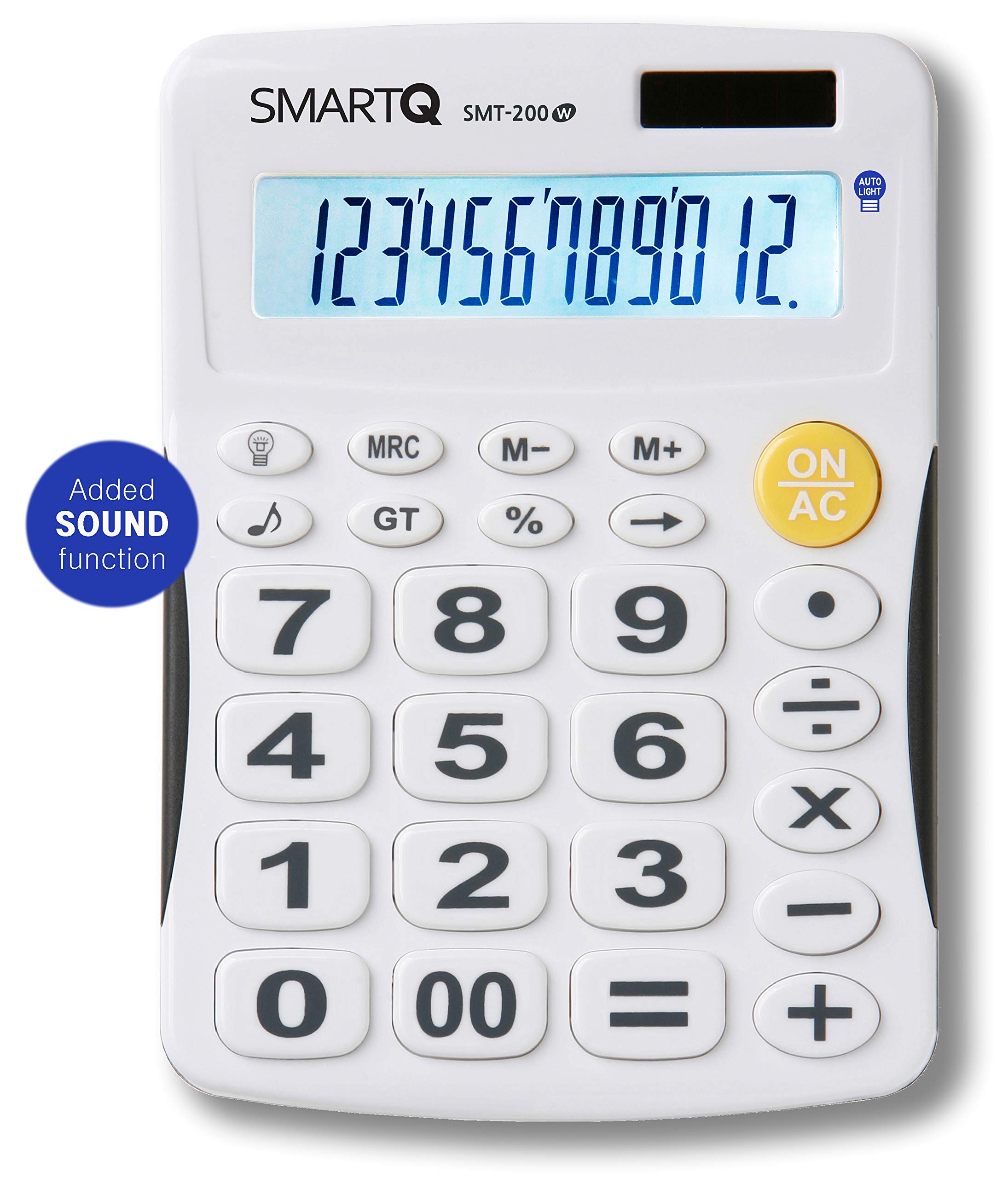 LED Back-Light Calculator Desktop SMT-200 / Added Sound Function (White)