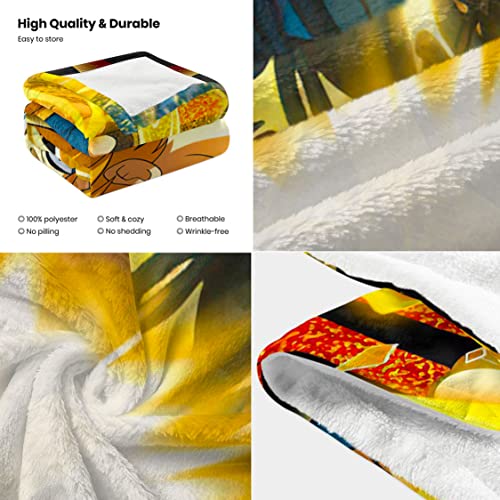 2PCS Japanese Anime Throw Blanket with Pillow Cover,Lightweight Ultra Soft Flannel Blanket Warm Cozy Blanket Bed Blanket for Couch,Office,Picnic,Camping