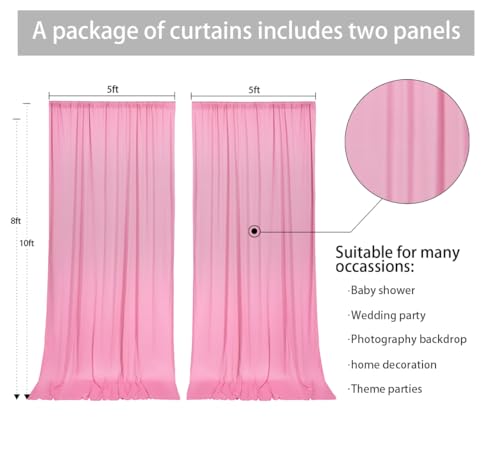 Mohoeey 10 ft x 10 ft Blush Backdrop Curtains Panels, Wrinkle Free Polyester Photography Backdrop Drapes,Wedding Party Home Decoration Supplies