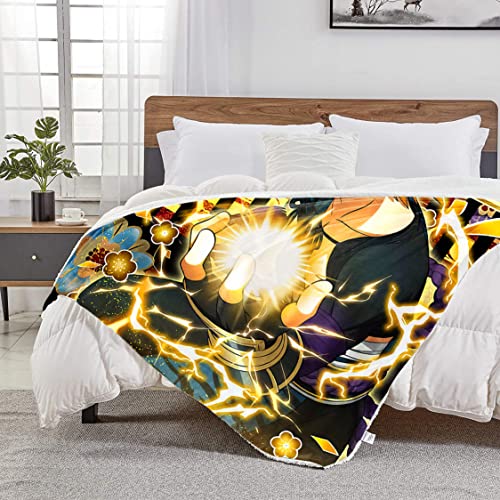 2PCS Japanese Anime Throw Blanket with Pillow Cover,Lightweight Ultra Soft Flannel Blanket Warm Cozy Blanket Bed Blanket for Couch,Office,Picnic,Camping