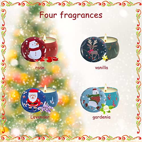 Christmas Scented Candles Gifts for Women - Soy Candles for Home Scented Aromatherapy Candle,120H Burning,Ideal for Meditation Yoga Bath SPA Relaxation(4PCS)
