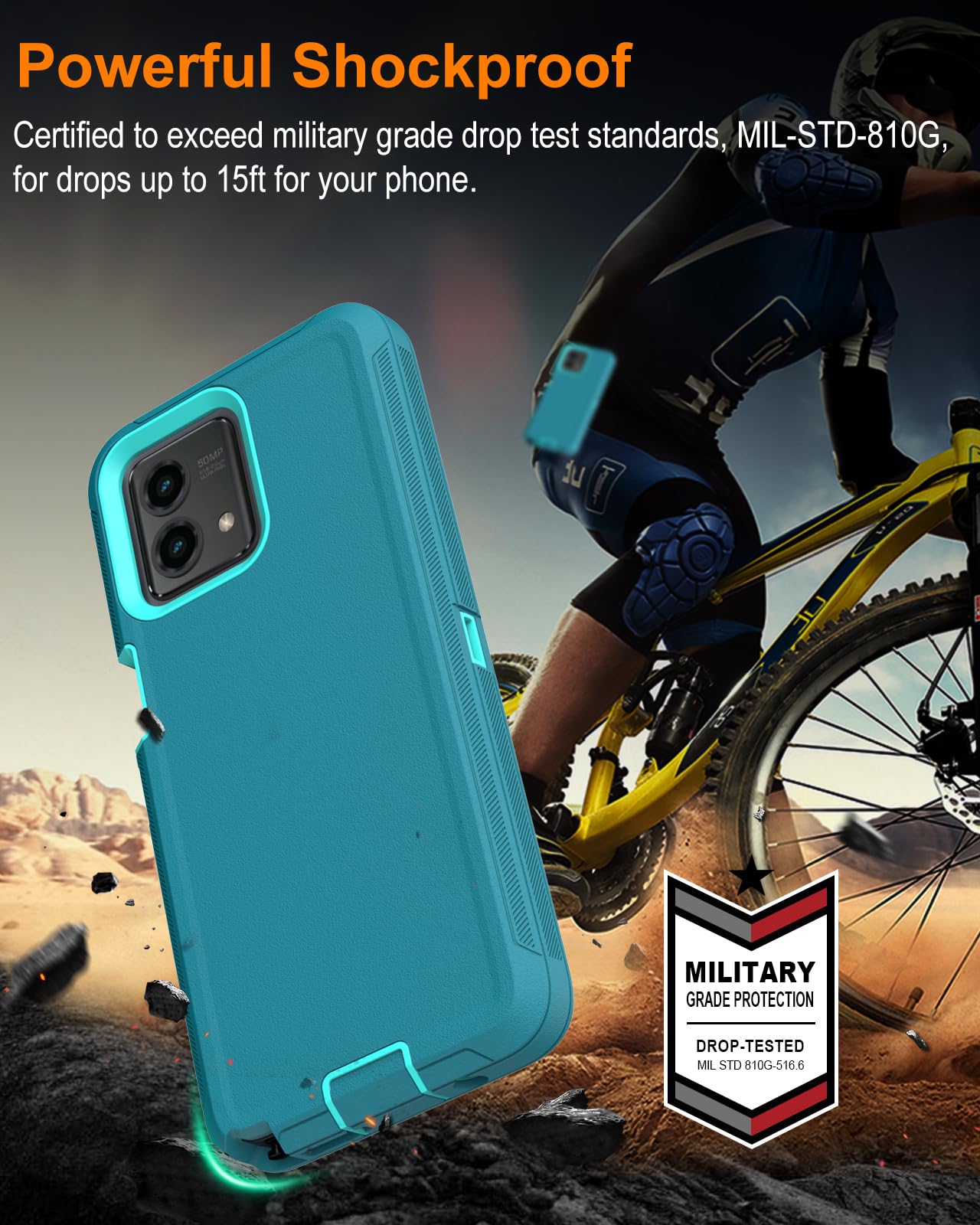Aliruke for Motorola Moto G Stylus 5G(2023) Phone Case, with Screen Protector, Dust-Proof Port Cover, Full-Body Non-Slip Silicone Rubber Covered, Military Grade Drop-Proof Shockproof, Mint/Teal