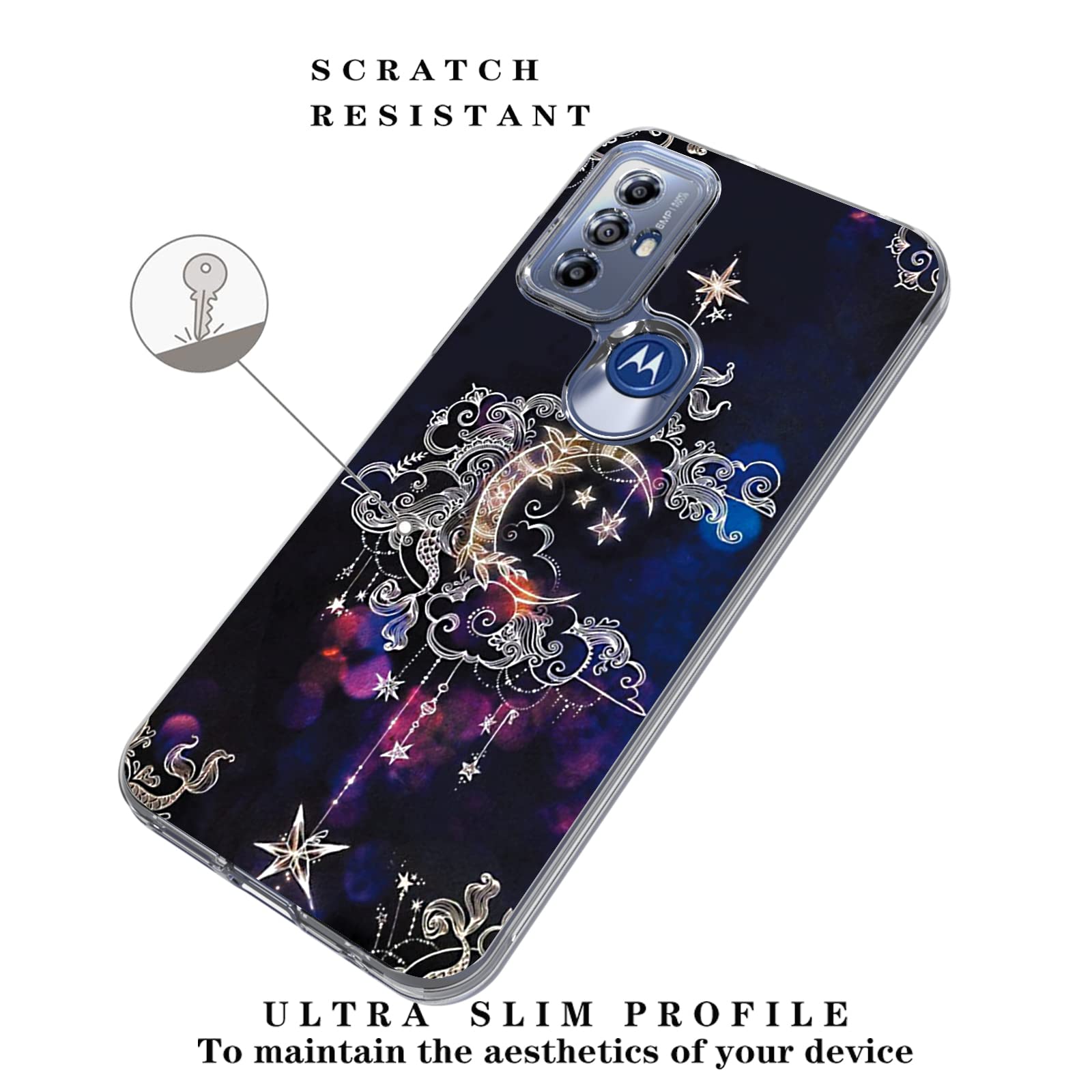 for Moto G Play 2023 Case,Moto G Play 2023 Phone Case,Tempered Glass Screen Protector 2 in 1 Hybrid Hard PC Soft TPU Case for Moto G Play 2023 (Wiccan)