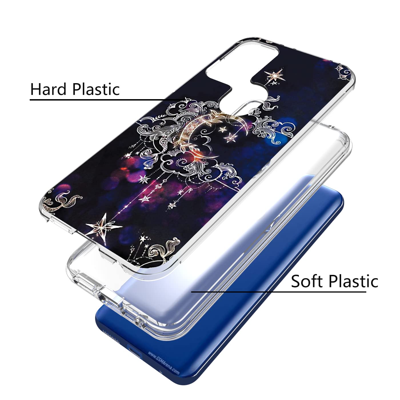 for Moto G Play 2023 Case,Moto G Play 2023 Phone Case,Tempered Glass Screen Protector 2 in 1 Hybrid Hard PC Soft TPU Case for Moto G Play 2023 (Wiccan)