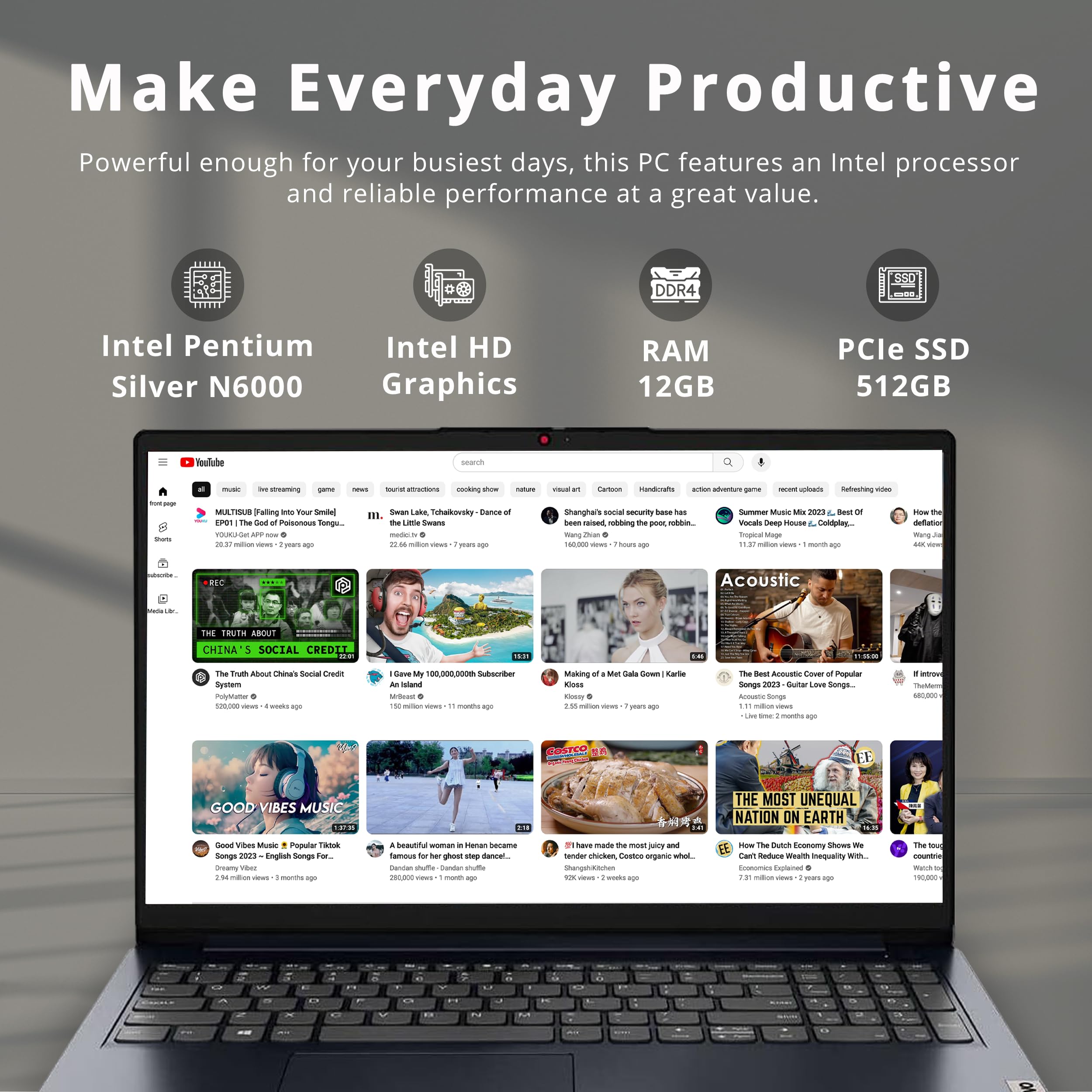 Lenovo 2022 IdeaPad 1 15.6" FHD Laptop, Intel Pentium Silver N6000 Processor, 12GB RAM, 256GB PCIe SSD, 720P HD Webcam, Dolby Audio, 1 Year Office, Blue, Win 11 S, 32GB Snowbell USB Card