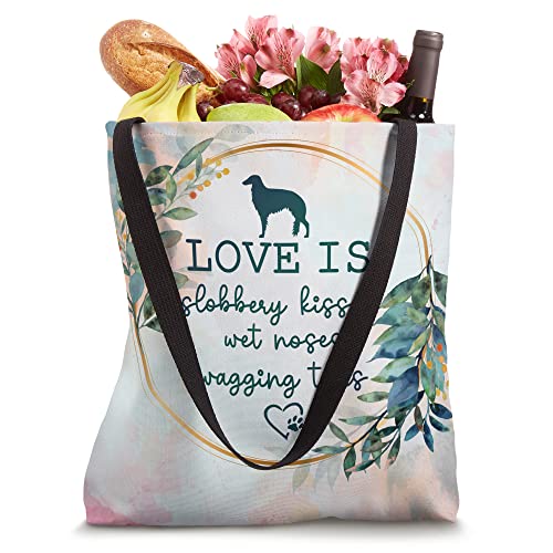 Silken Windhound Watercolor Love Is Slobbery Kisses Wet Nose Tote Bag