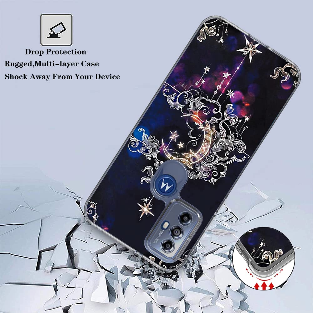 for Moto G Play 2023 Case,Moto G Play 2023 Phone Case,Tempered Glass Screen Protector 2 in 1 Hybrid Hard PC Soft TPU Case for Moto G Play 2023 (Wiccan)