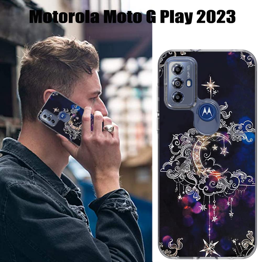 for Moto G Play 2023 Case,Moto G Play 2023 Phone Case,Tempered Glass Screen Protector 2 in 1 Hybrid Hard PC Soft TPU Case for Moto G Play 2023 (Wiccan)