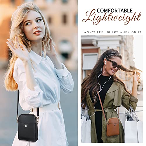 Crossbody Bag for Women Multi Pocket Shoulder Bag Leather Mobile Phone Bag Small Cross Body Purse with Adjustable Shoulder Strap Mobile Bag for Women
