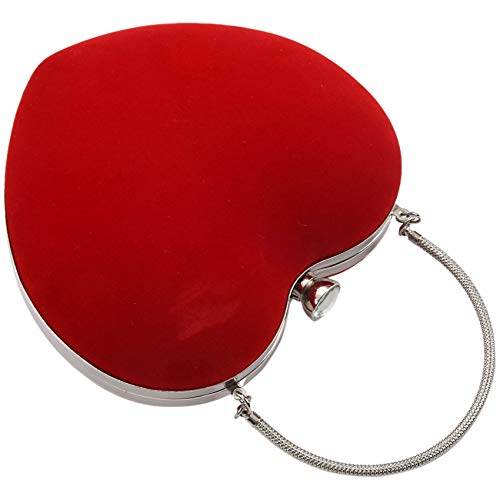 shyness Heart Diamonds Women Bags Chain Shoulder Purse Day Clutches Bags For Party Wedding(Red)