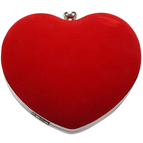 shyness Heart Diamonds Women Bags Chain Shoulder Purse Day Clutches Bags For Party Wedding(Red)