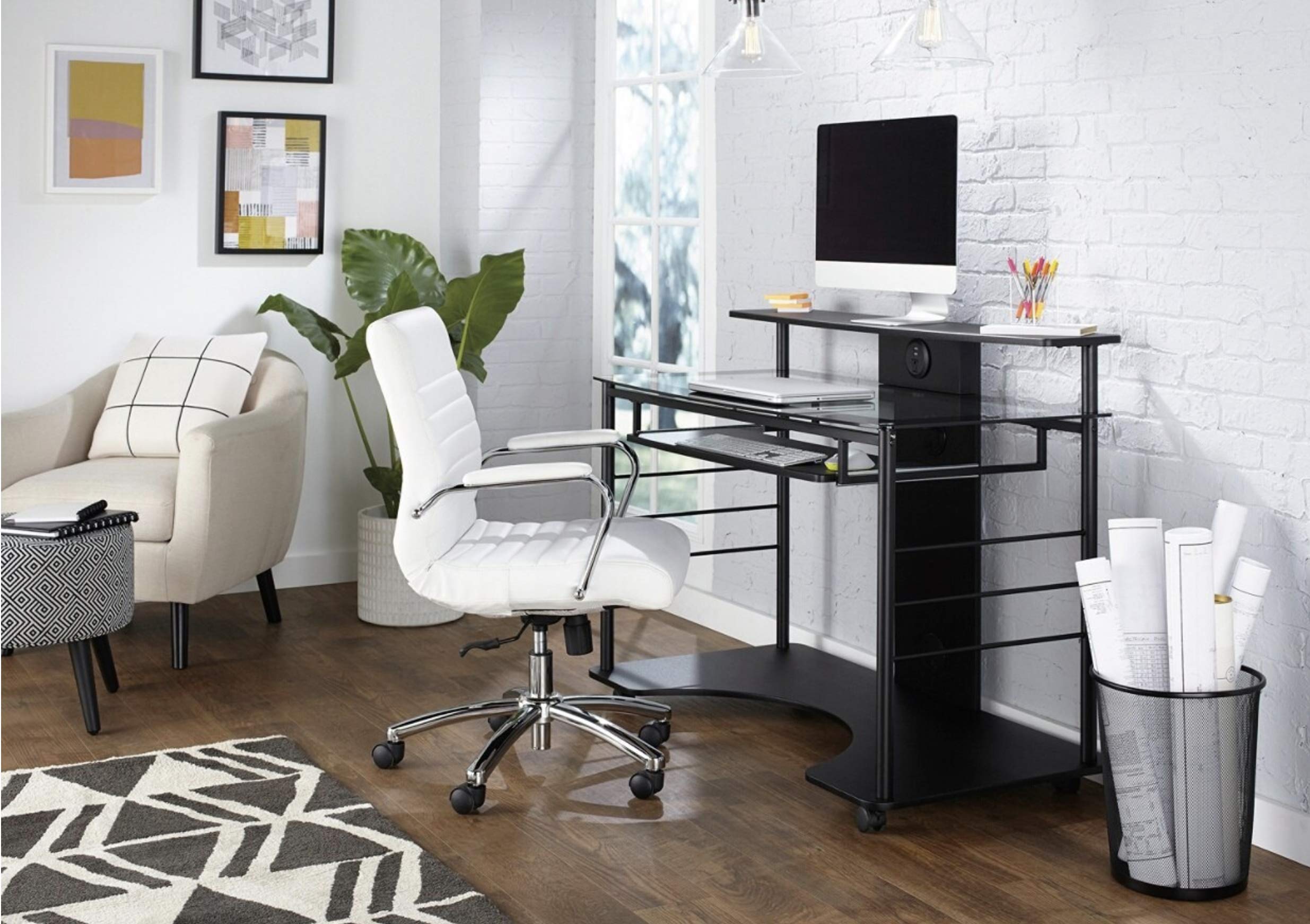 RealspaceĀ® 47"W Mobile Tech Desk, Black