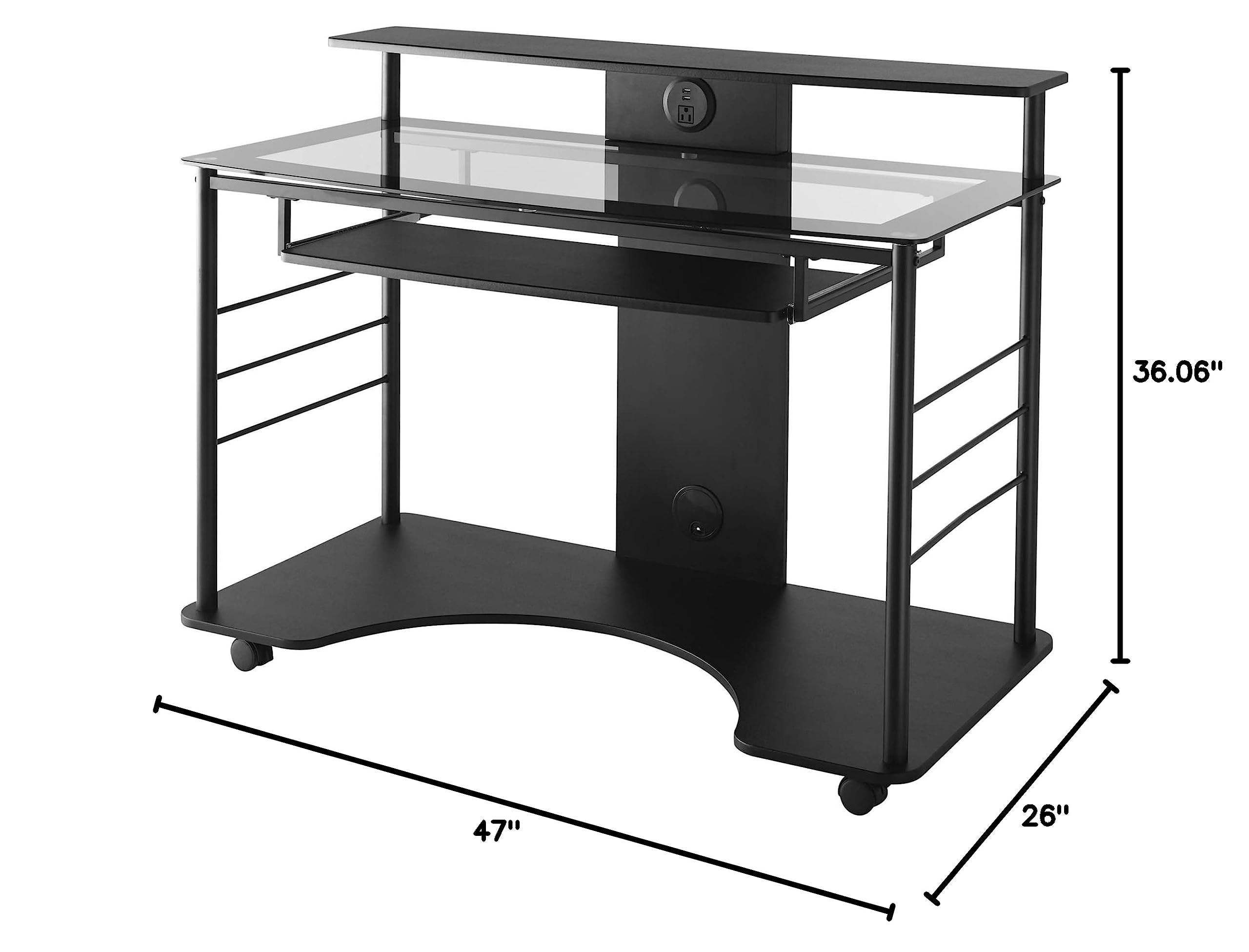 RealspaceĀ® 47"W Mobile Tech Desk, Black