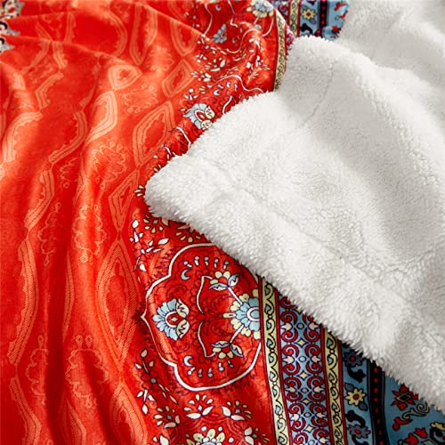 Colorful Stripe Boho Mandala Blanket for All Seasons Bohemia Microfiber Fleece Throw Blanket Soft Lightweight Bedding for Bed Sofa Couch 50"×60"