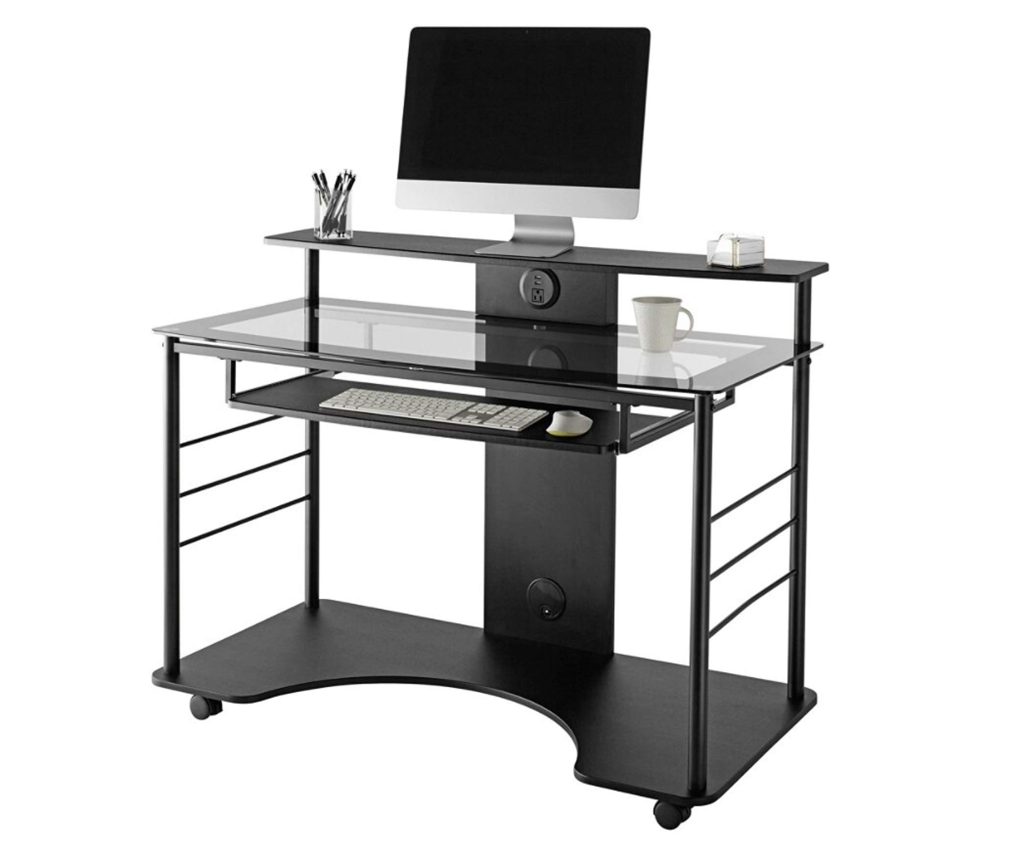 RealspaceĀ® 47"W Mobile Tech Desk, Black