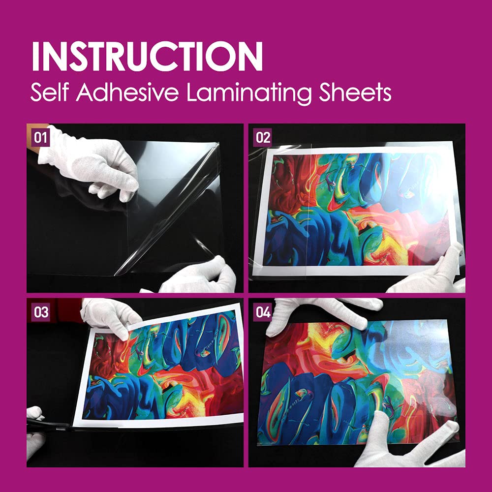 Self Adhesive Laminating Sheets 11 x 17 inch, 10 Pack, 4mil Thickness, No Heat, No Machine Laminating Sheets Self Sealing by HA SHI
