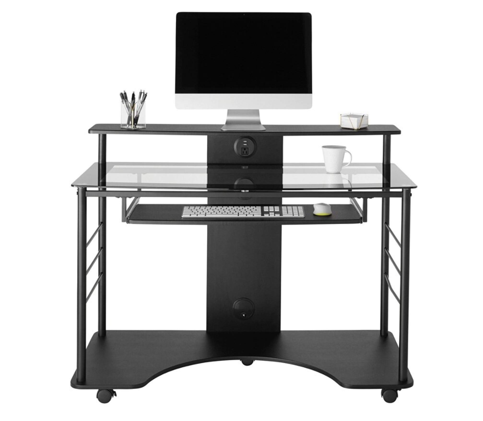 RealspaceĀ® 47"W Mobile Tech Desk, Black