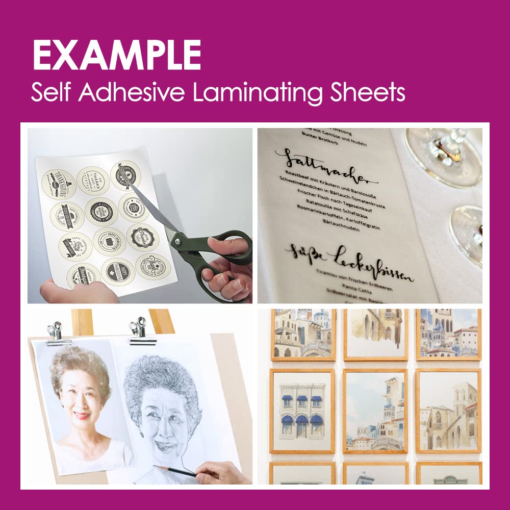 Self Adhesive Laminating Sheets 11 x 17 inch, 10 Pack, 4mil Thickness, No Heat, No Machine Laminating Sheets Self Sealing by HA SHI