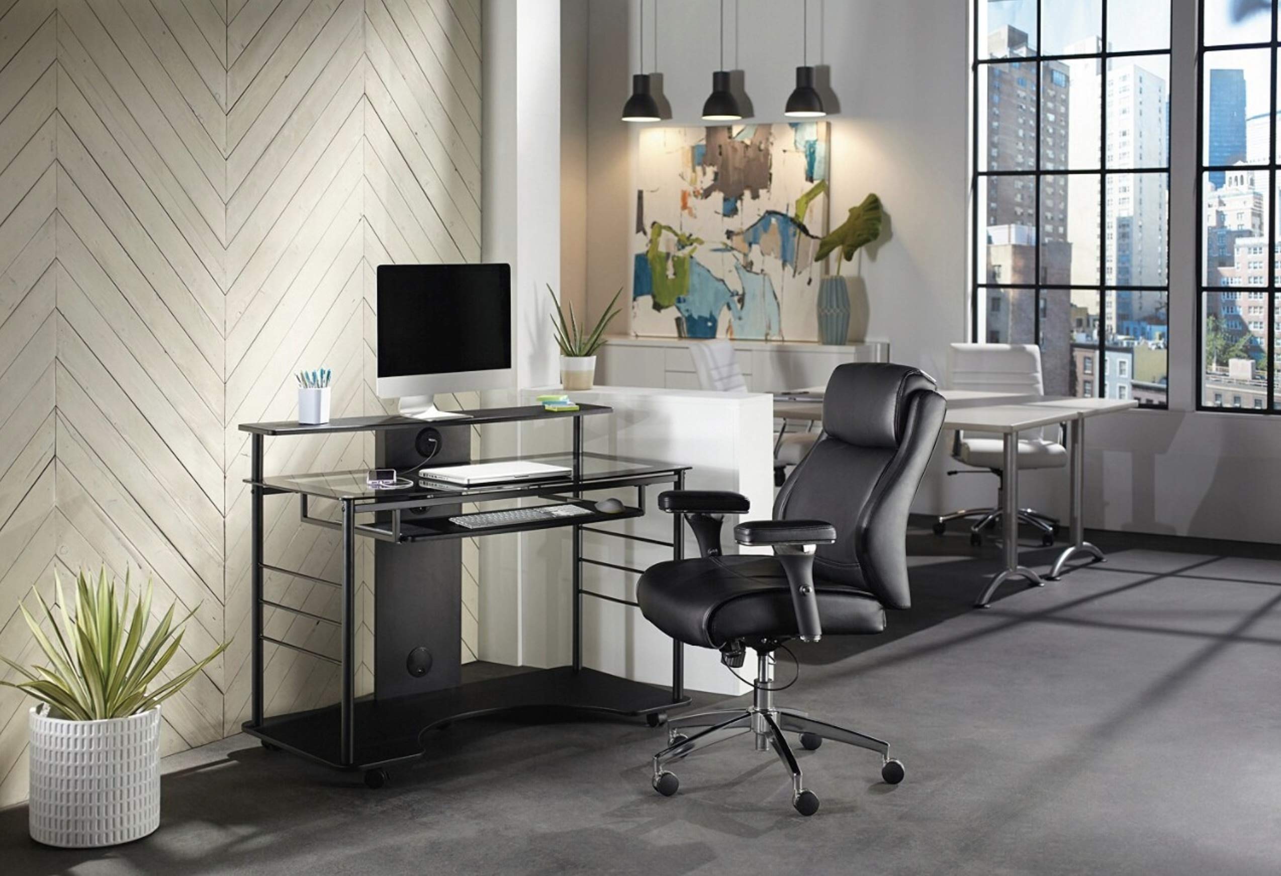 RealspaceĀ® 47"W Mobile Tech Desk, Black