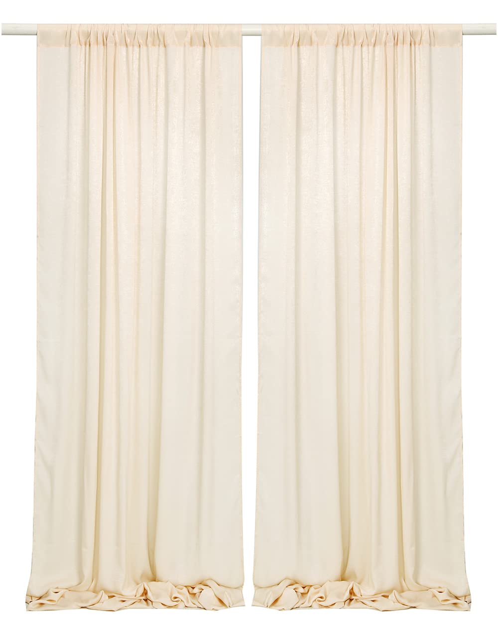 SHERWAY 9.6 Feet x 10 Feet Cream Beige Silky Soft Curtain Wedding Backdrop Drapes, Slightly Shiny Satiny Window Curtains for Party Ceremony Decoration