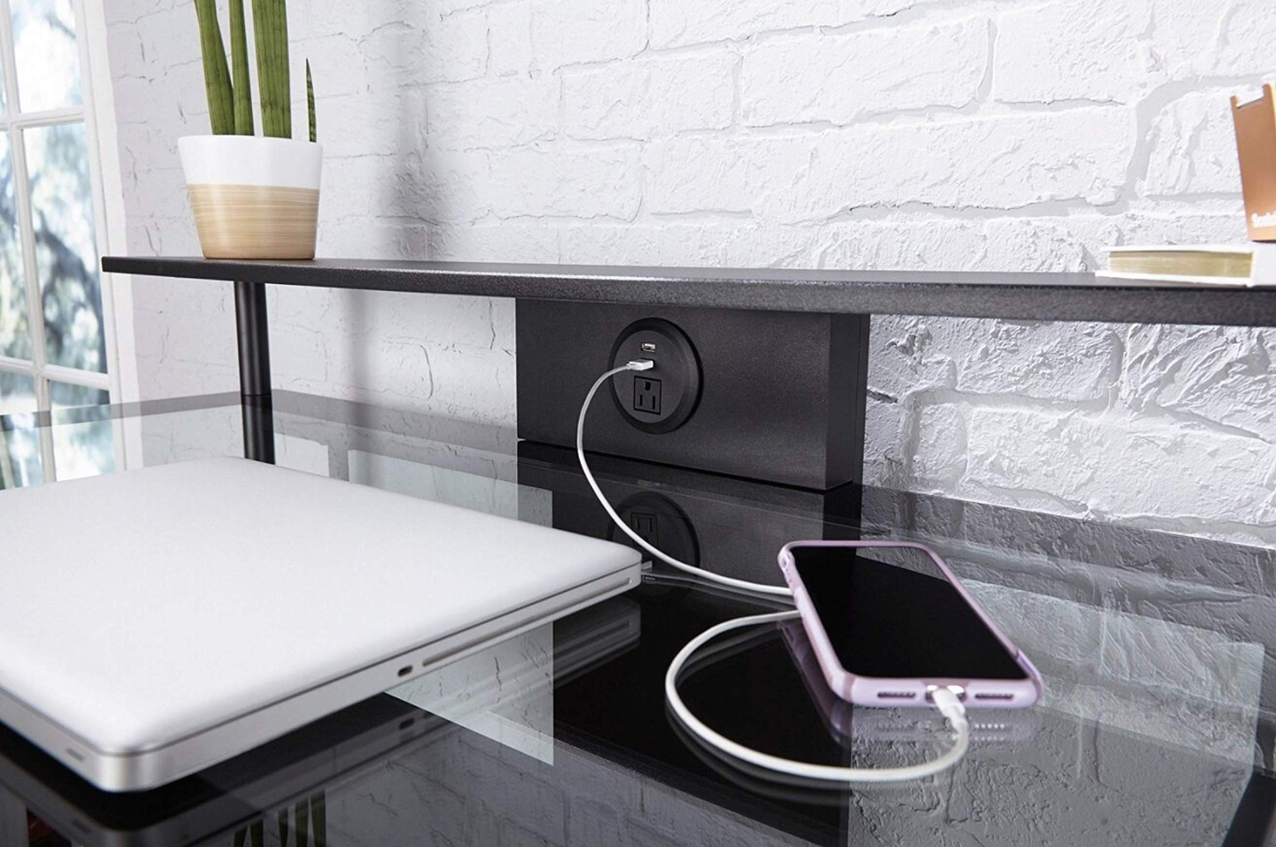 RealspaceĀ® 47"W Mobile Tech Desk, Black