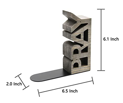 OwlGift Rustic Gray Wood Read & Pray Block Word Bookends, Unique Appearance Design, Home Office Decorative Book Stand, 1 Pair