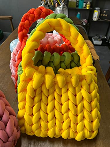 Women's Knit Clutch Bag Handmade Woven Knit Satchel Purse Handbag Shoulder Solid Color Bag