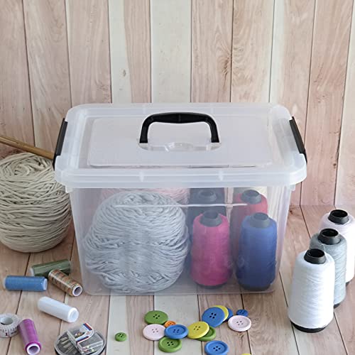 Zopnny 6-Pack 10 L Plastic Latching Box with Lid, Clear Storage Boxes Container