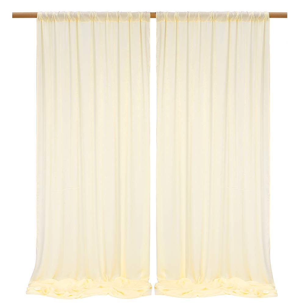 SHERWAY 9.6 Feet x 10 Feet Ivory Silky Soft Curtain Wedding Backdrop Drapes, Slightly Shiny Satiny Window Curtains for Party Ceremony Decoration