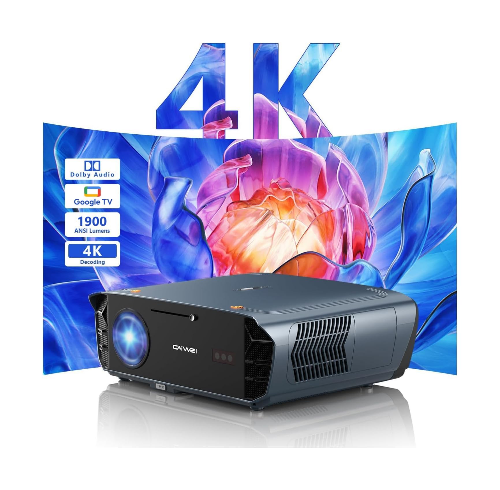 HD Smart Wi-Fi Portable Projector Android 5000+ Apps, 7000Lumen LCD Bluetooth Movie Projectors Home Entertainmen,Compatible with HDMI USB VGA Netflix Prime Video Wireless Cast Smartphone Projector