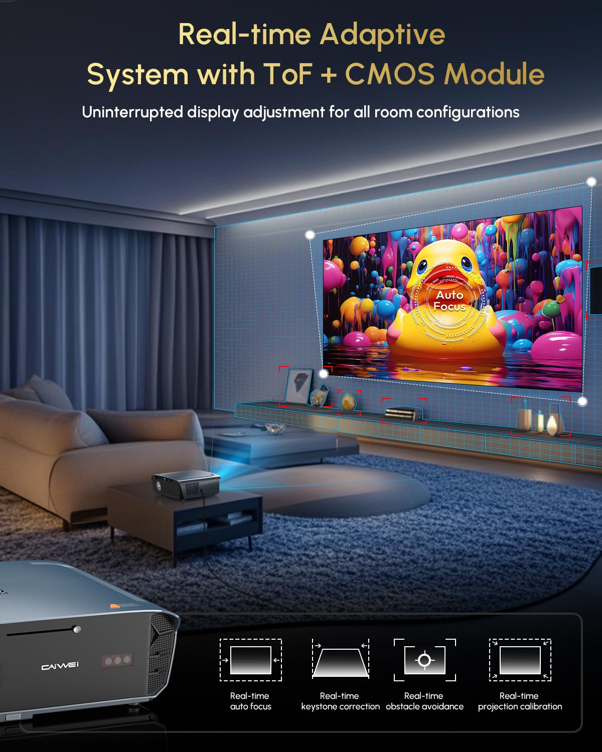 HD Smart Wi-Fi Portable Projector Android 5000+ Apps, 7000Lumen LCD Bluetooth Movie Projectors Home Entertainmen,Compatible with HDMI USB VGA Netflix Prime Video Wireless Cast Smartphone Projector