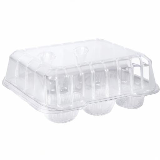 Clear Cupcake Boxes 6 Cavity Holder,ONE MORE Large 6 Compartment Muffin Containers Plastic Cupcake Carrier with Deep Dome 4" High Safe Eco-friendly Material Pack of 15