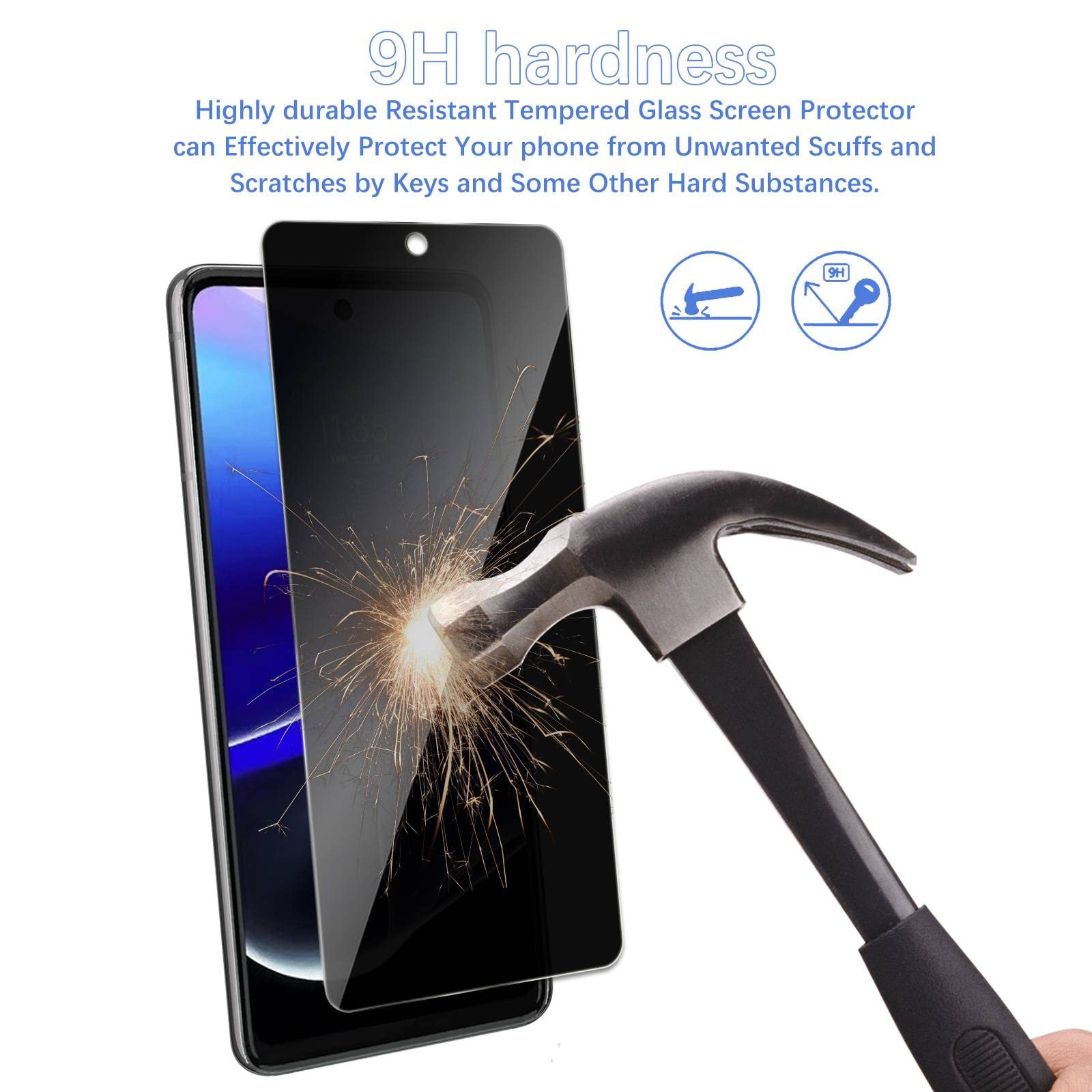 Nixinioo 2 Pack Privacy Screen Protector for Moto G Stylus 5G 2022 5G, Anti Spy Anti Peep 9H Tempered Glass, Bubble Free,Anti Scratch, easy to install