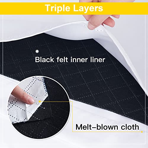 NICETOWN Dust Isolate Sound Barrier 100% Blackout Divider Curtains 84 inches Long, Non-Oily Particle, Noise, Cold & Cold Blocking Drapes Multiple Protection for Nursery/Daytime Sleep (White, 2 PCs)