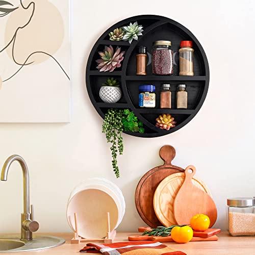 The Poppy Store Large 17" Moon Shelf β Ideal for Crystal Decor, Essential Oils, Witchy Room, and Boho Art Display - Decorative Crystals Wall Shelf - Easy Mount - Paulownia Wood β Black