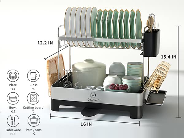 Genteen Utensil Holder Cutlery Silverware Drying Rack Dish Drying Rack Replacement Parts, Grey
